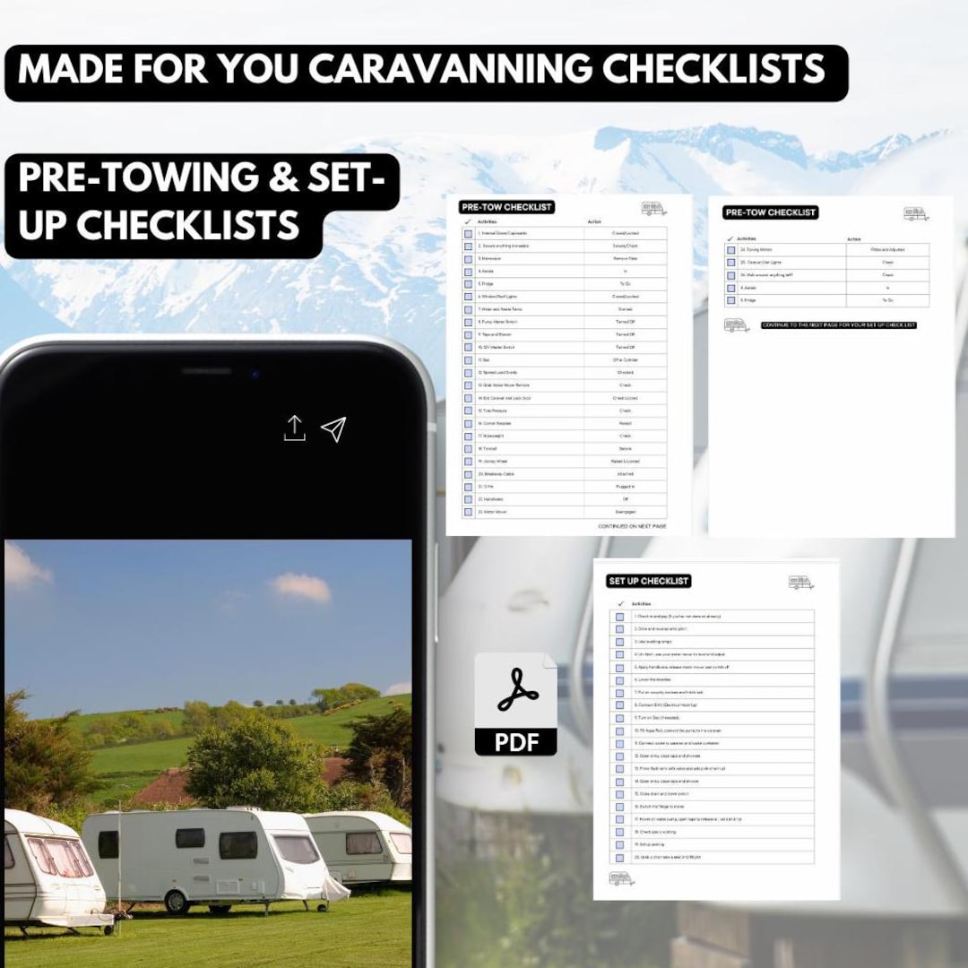 DIGITAL & PRINTABLE Caravan Pre-towing and Set-up Checklists ...