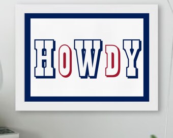 Howdy Typography Art Print, Western Decor, Southwestern Wall Art ...