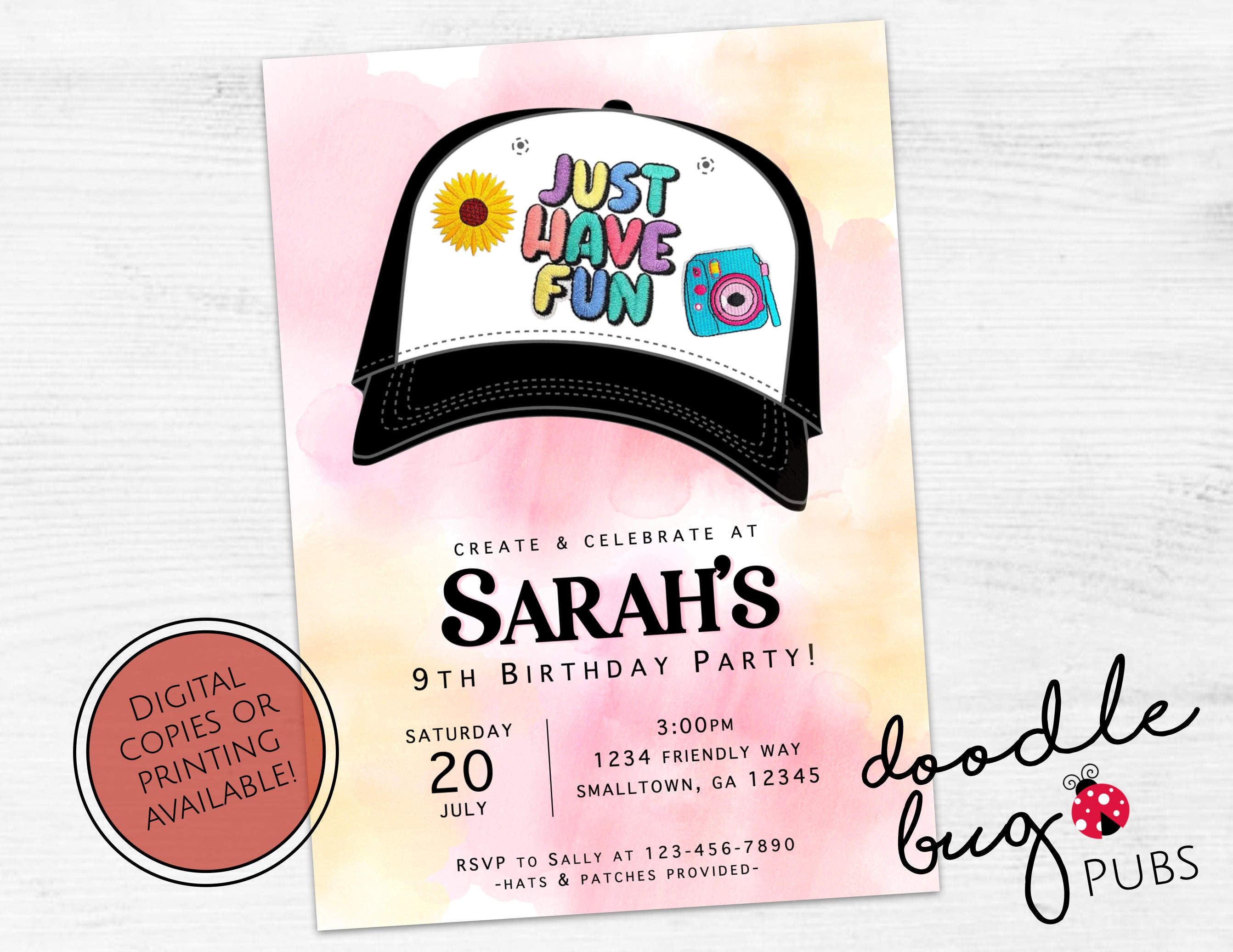 DYI Trucker Hat Birthday Invitation - Digital Copy or Prints Available ...