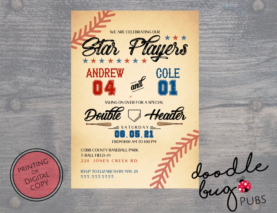 Double Header Birthday Invitation - Digital Copy or Printing - Etsy