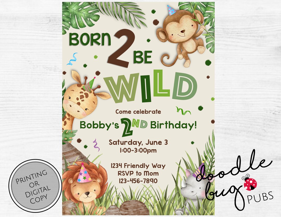 Born 2 Be Wild Birthday Invitation - Digital Copy or Prints - Etsy