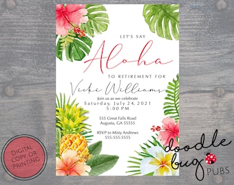 Editable Aloha Retirement Invitation Invite Party Luau Digital - Etsy