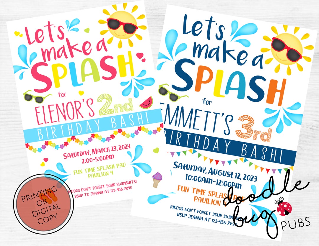 Splash Pad Birthday Party Invitation - Digital Copy or Printing - Etsy