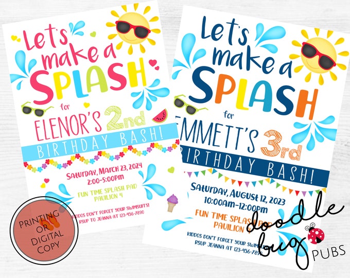 Splash Pad Birthday Party Invitation Digital Copy or Printing - Etsy