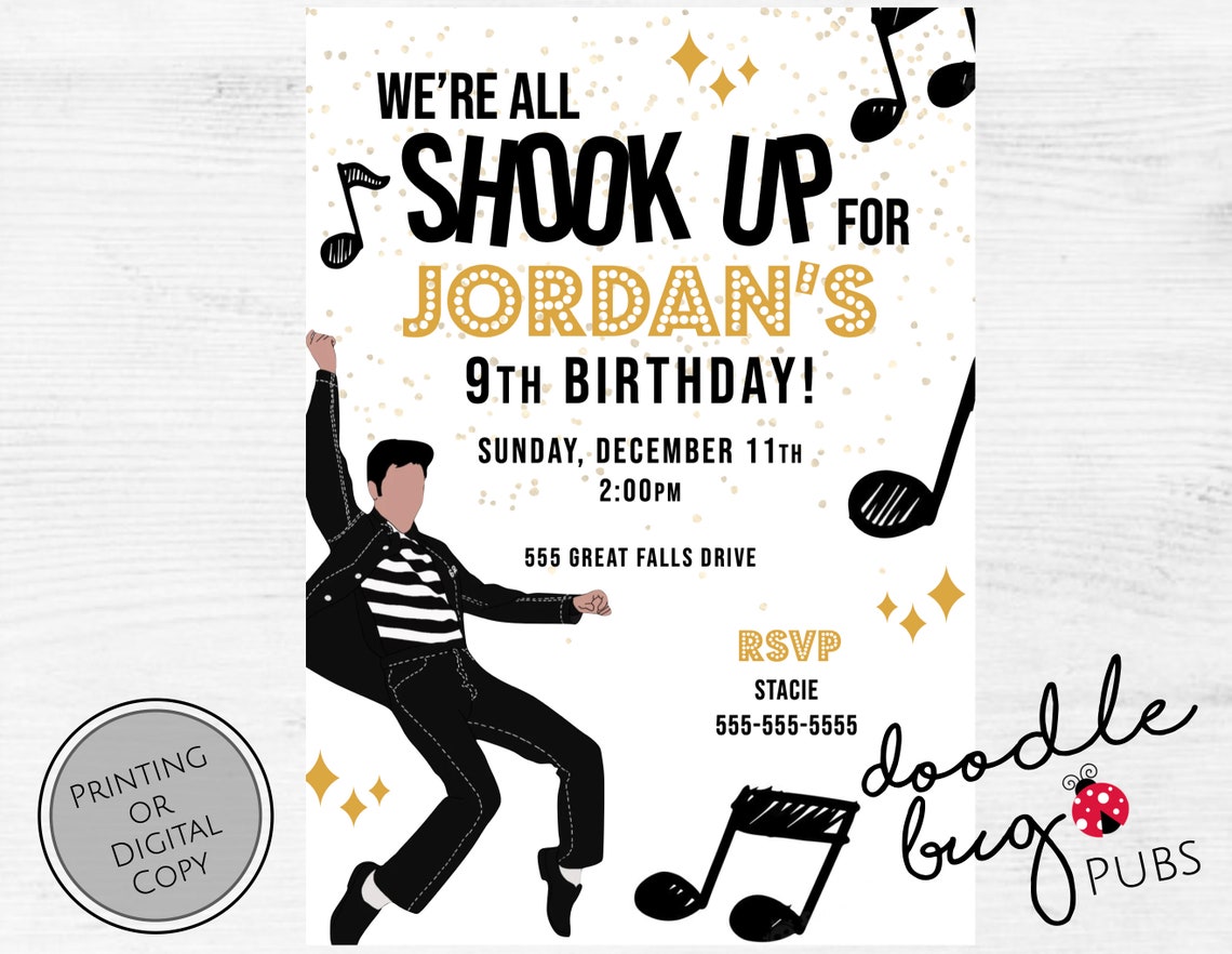 Elvis Birthday Party Invitation - Digital Copy or Prints Available - Etsy