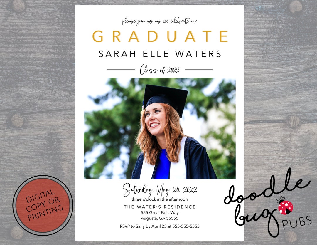 Gold Graduate - Graduation Party and Announcement - Digital or Prints ...