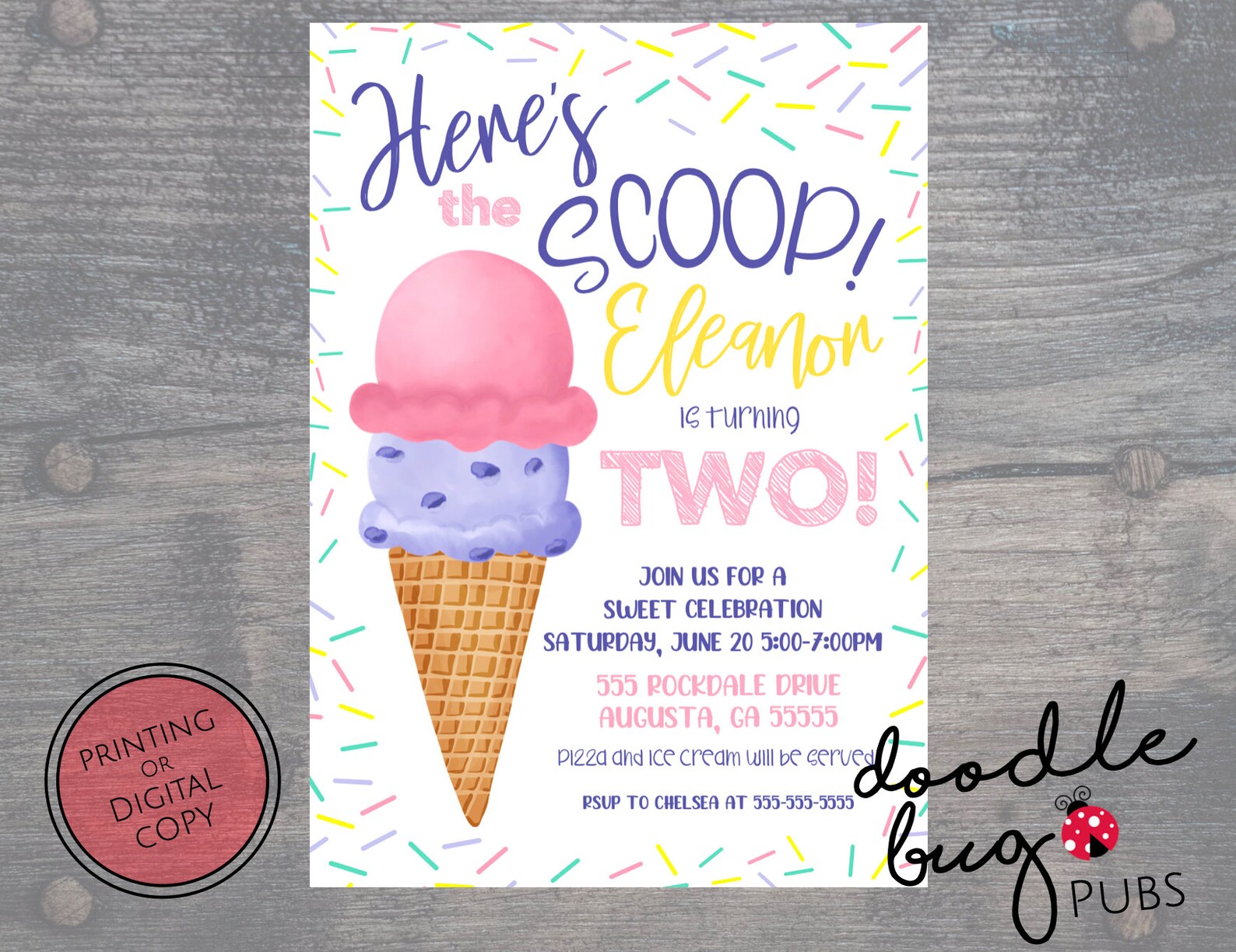 Here's the Scoop Birthday Invitation Digital or Printing - Etsy