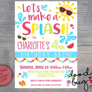 Splash Pad Birthday Party Invitation Digital Copy or | Etsy