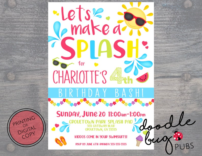 Splash Pad Birthday Party Invitation Digital Copy or | Etsy