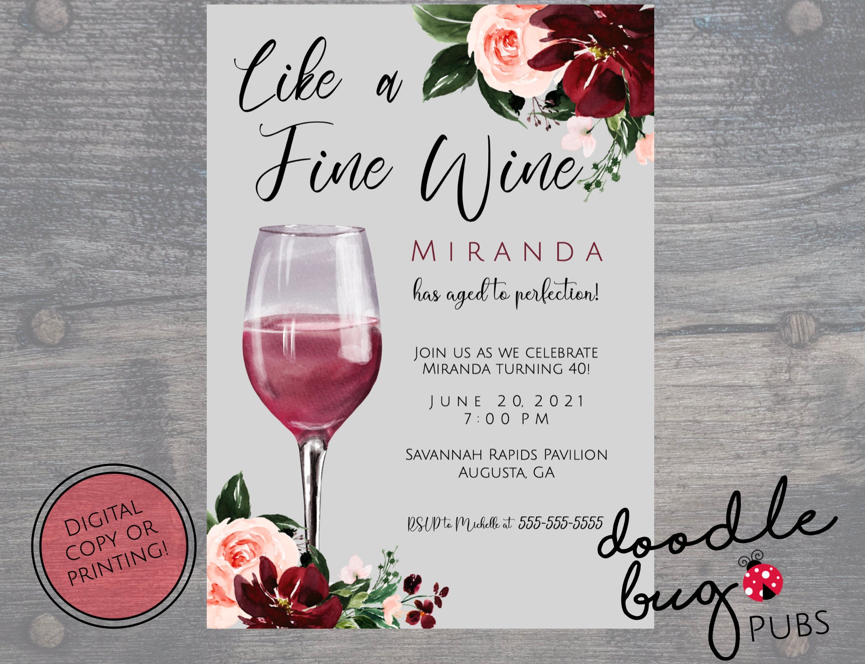 Like a Fine Wine Birthday invitation Digital or Printing | Etsy