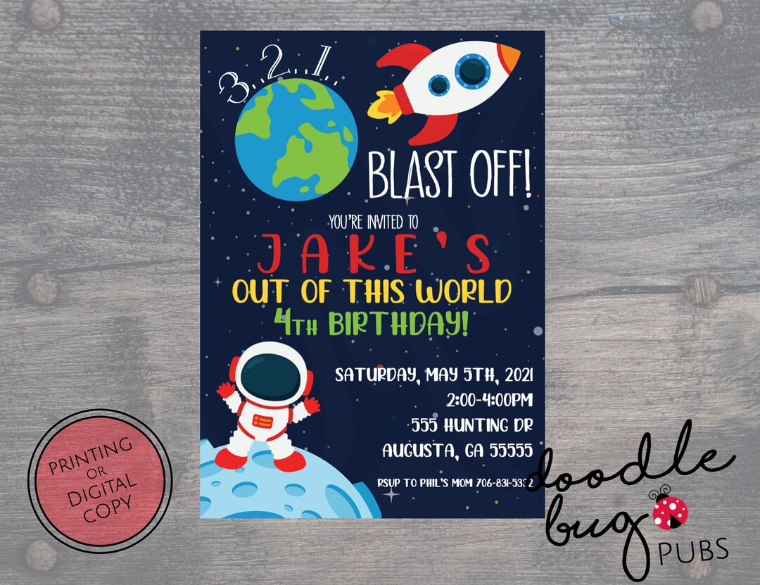 Blast off Birthday Party Invitation - Etsy