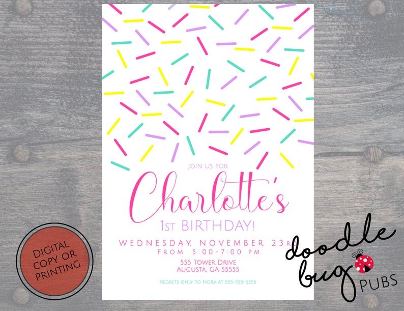 Sprinkles Birthday Party Invitation - Digital or Prints - Etsy