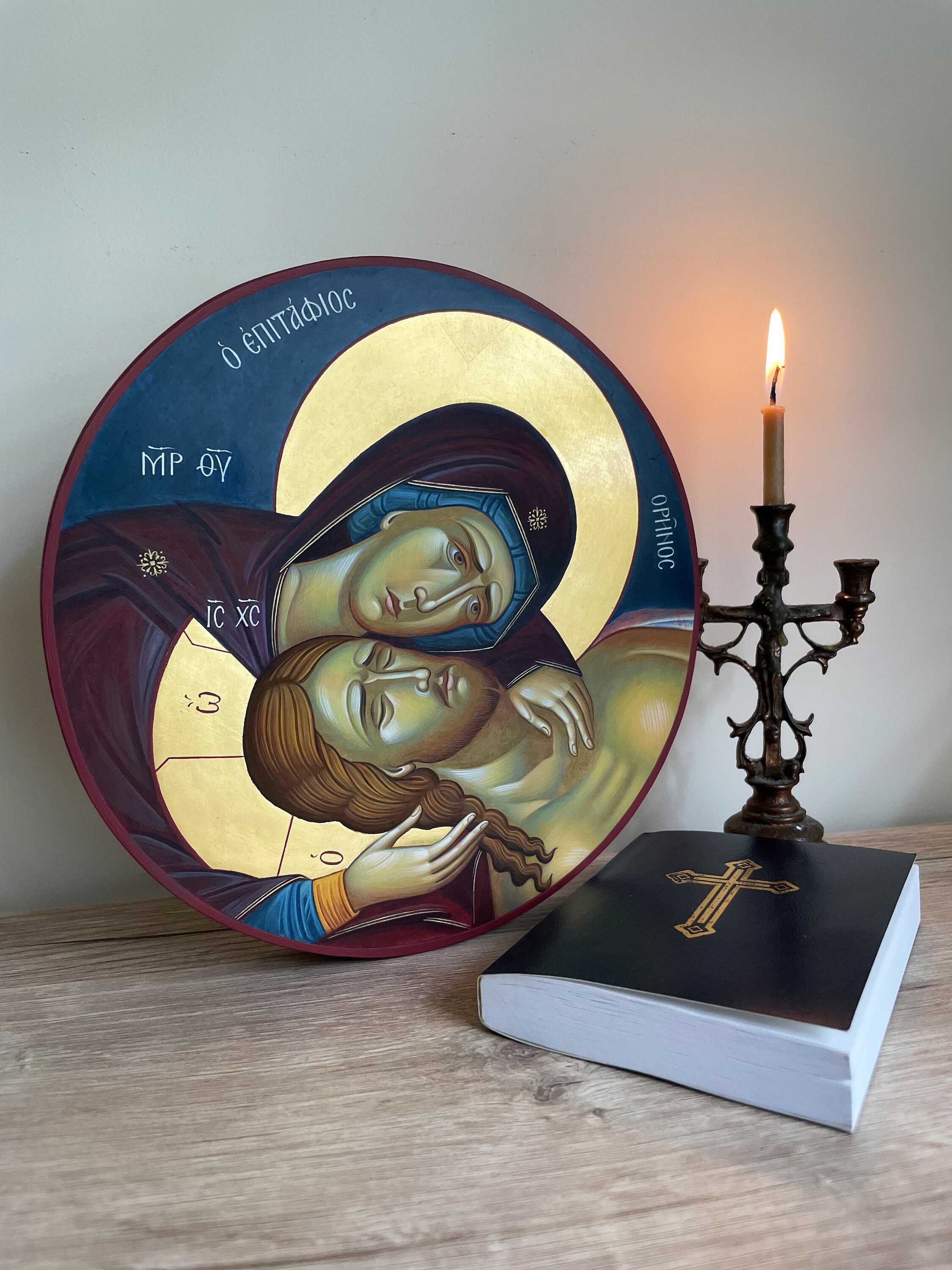 Icon of the Lamentation of Christ /pieta/handpainted Icon - Etsy