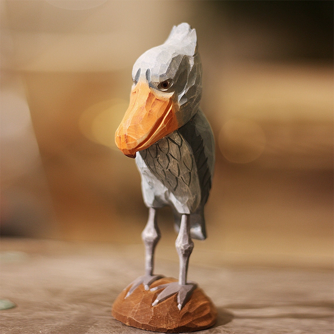 Handmade Painted Wooden Carved Shoebill Carved Sculpture | Etsy