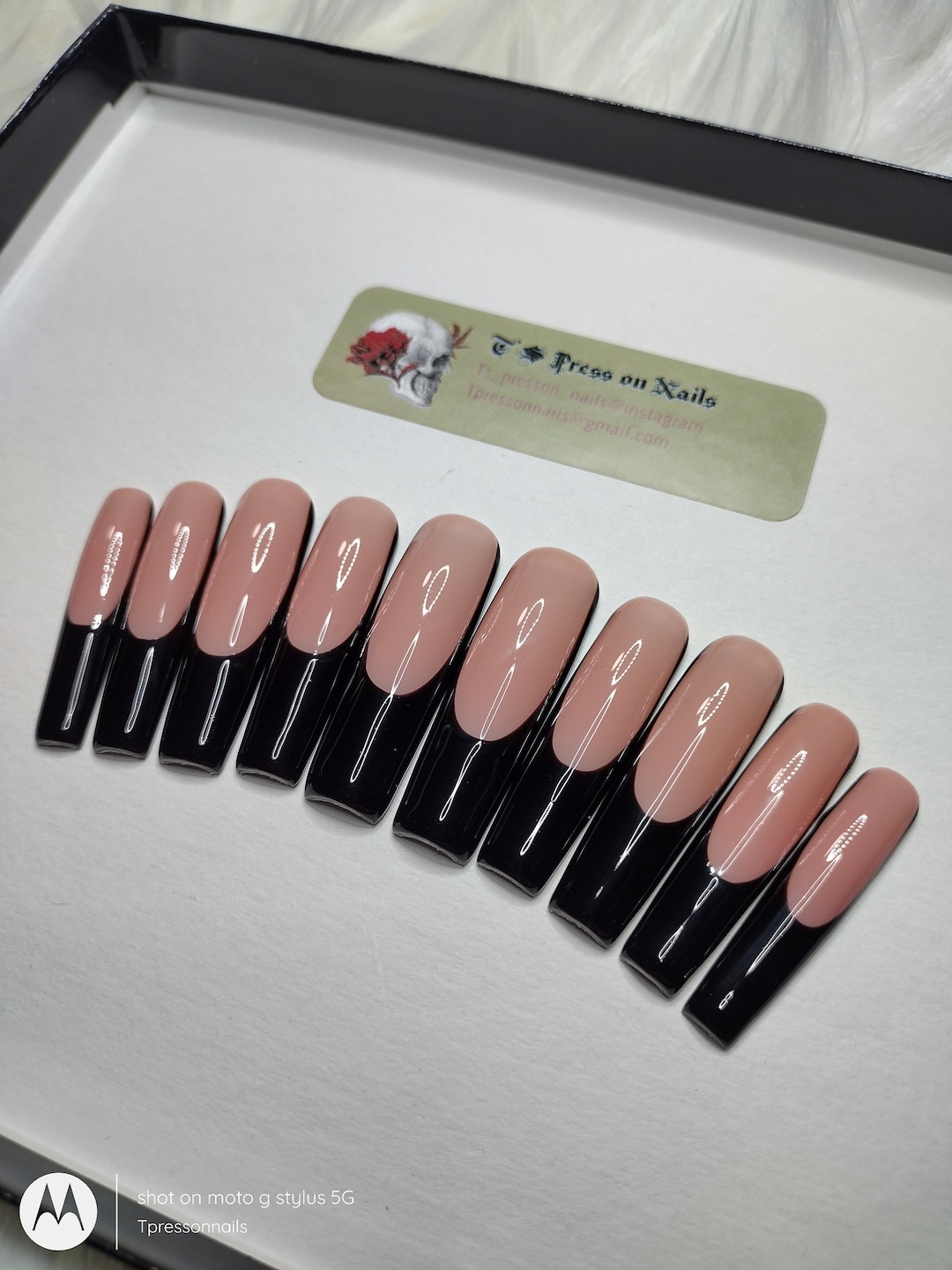 Xl/xxl/3xl/duck/read Description Black French Tip/gel/trendy Nails ...