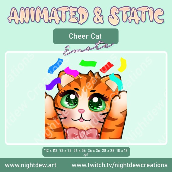 ANIMATED Cheer Cat Emote Twitch Emote Youtube Emote | Etsy