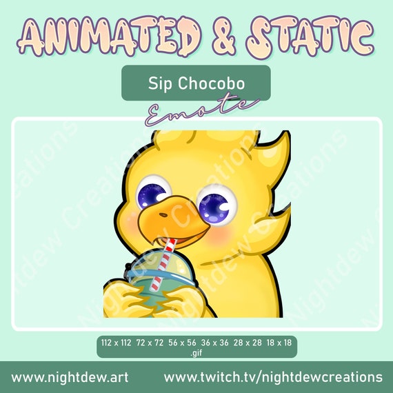 ANIMATED & STATIC Sip Chocobo Emote Twitch Emote Youtube - Etsy
