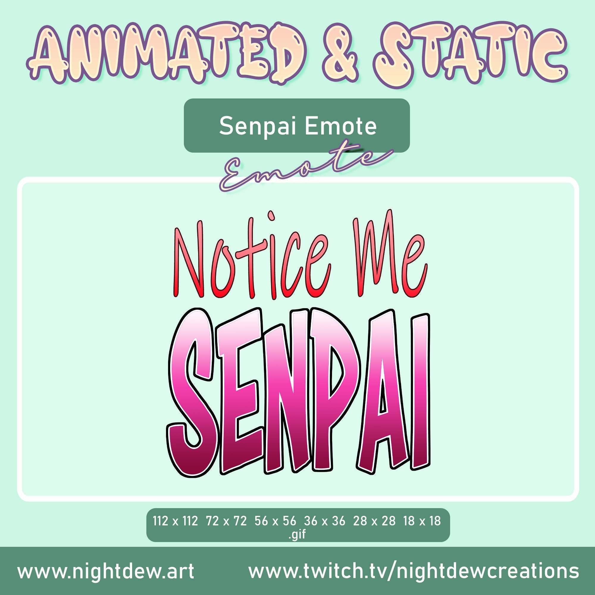 ANIMATED & STATIC Senpai Emote Twitch Emote Youtube Emote Discord Emote ...