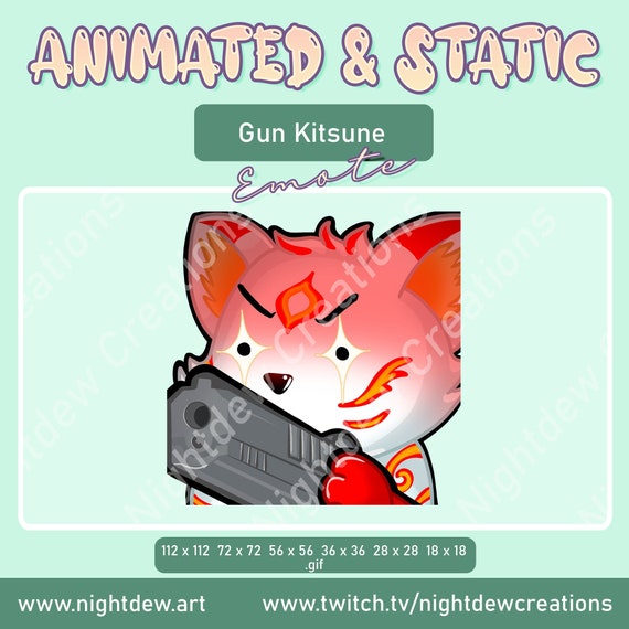 ANIMATED Gun Kitsune Emote Twitch Emote Youtube Emote | Etsy