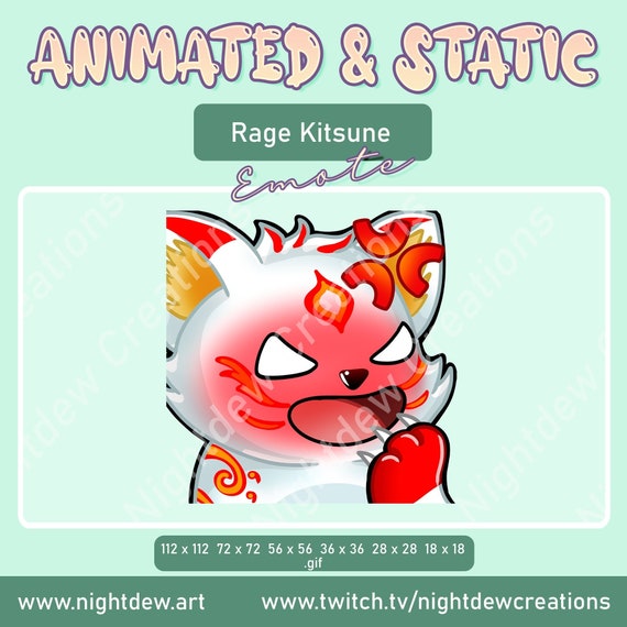 ANIMATED Rage Kitsune Emote Twitch Emote Youtube Emote | Etsy