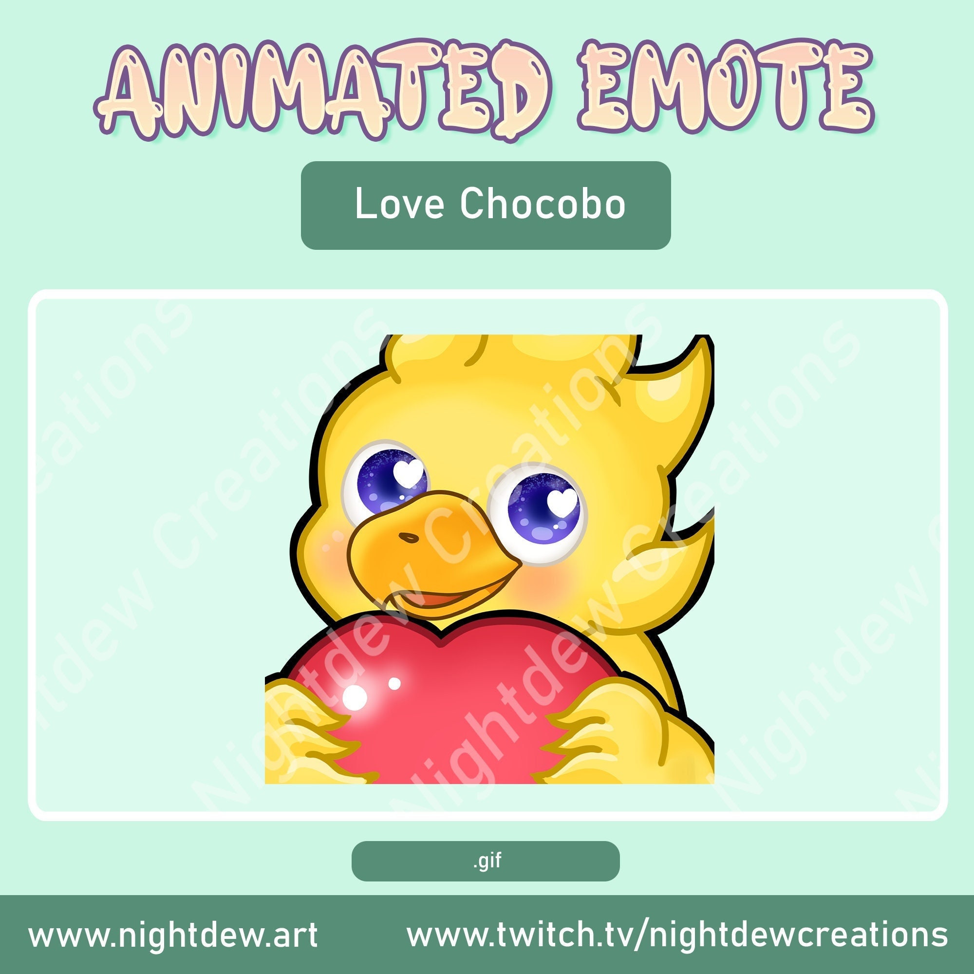 ANIMATED Love Chocobo Emote | Twitch Emote | Youtube Emote | Discord ...