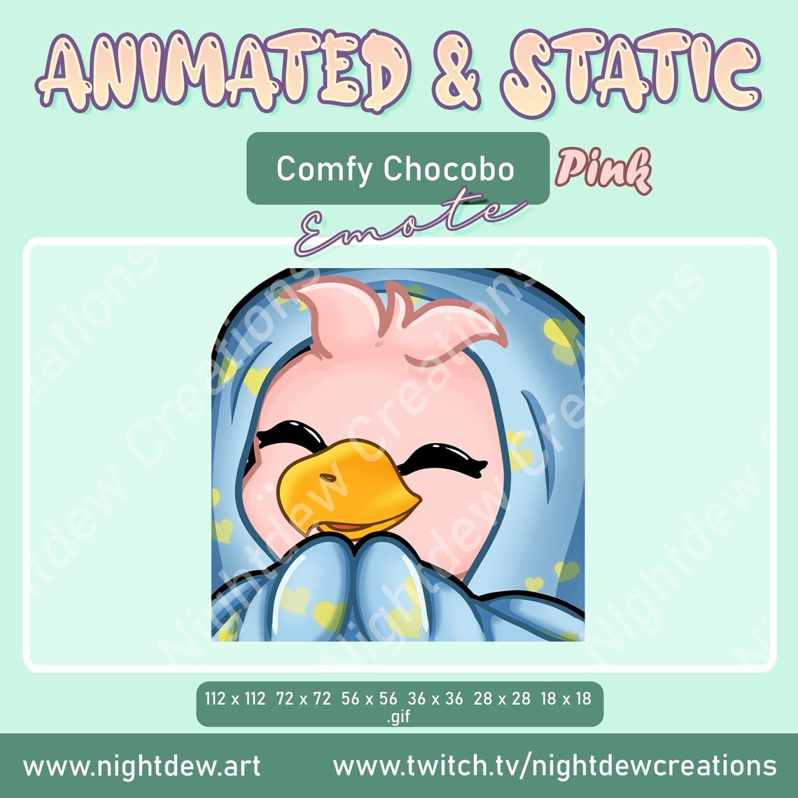 ANIMATED Comfy Pink Chocobo Emote | Twitch Emote | Youtube Emote ...