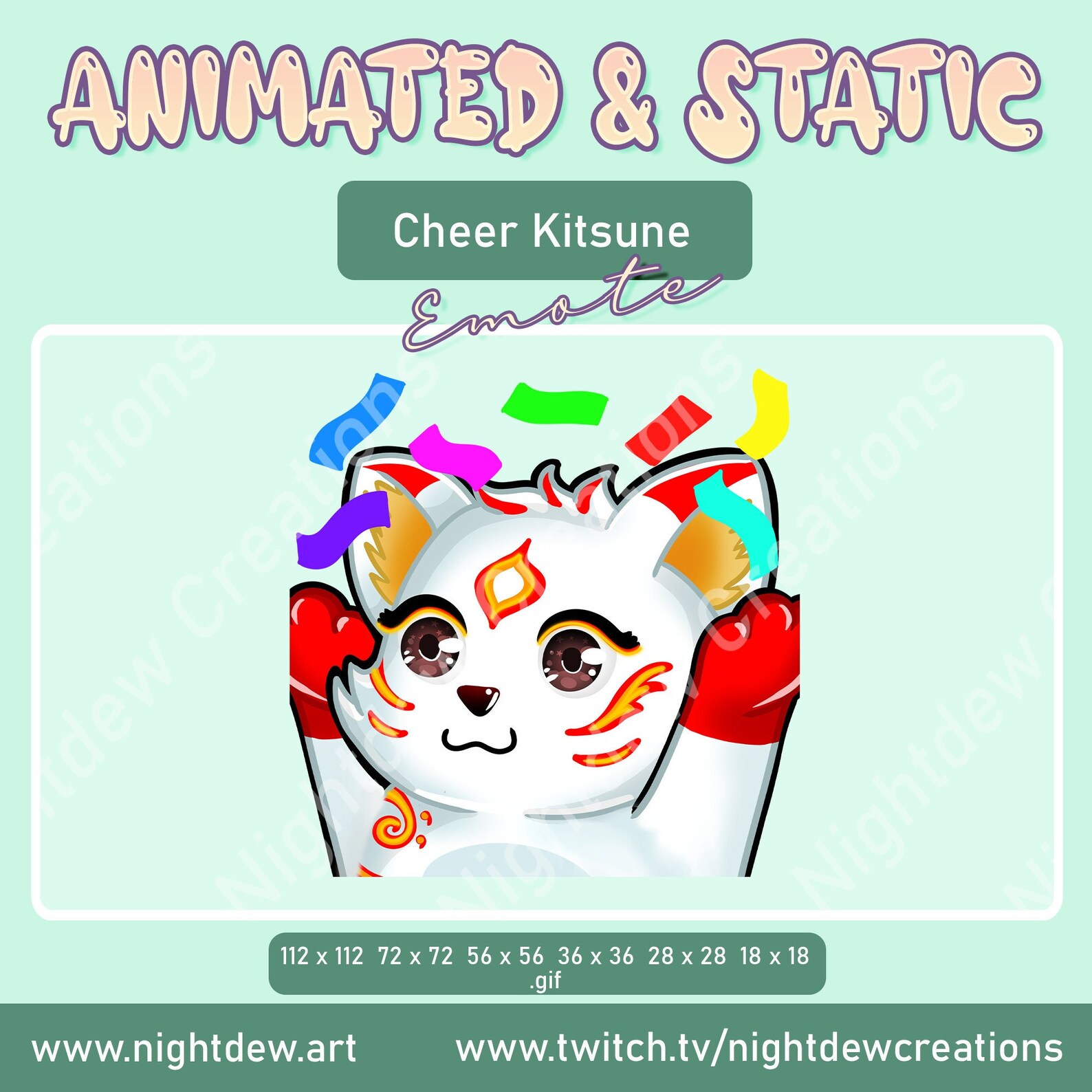 ANIMATED Cheer Kitsune Emote Twitch Emote Youtube Emote | Etsy