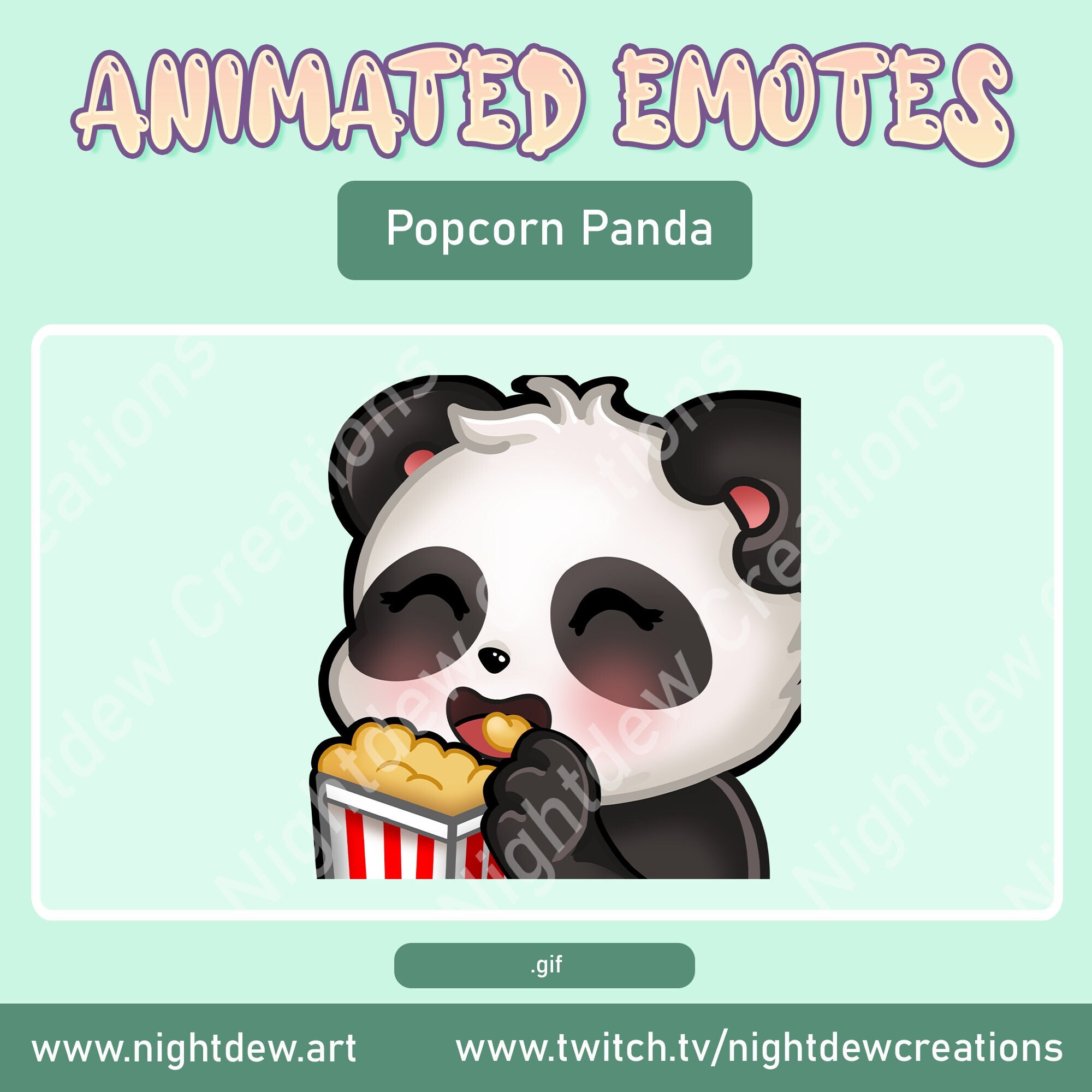 ANIMATED Popcorn Panda Emote | Twitch Emote | Youtube Emote | Discord ...