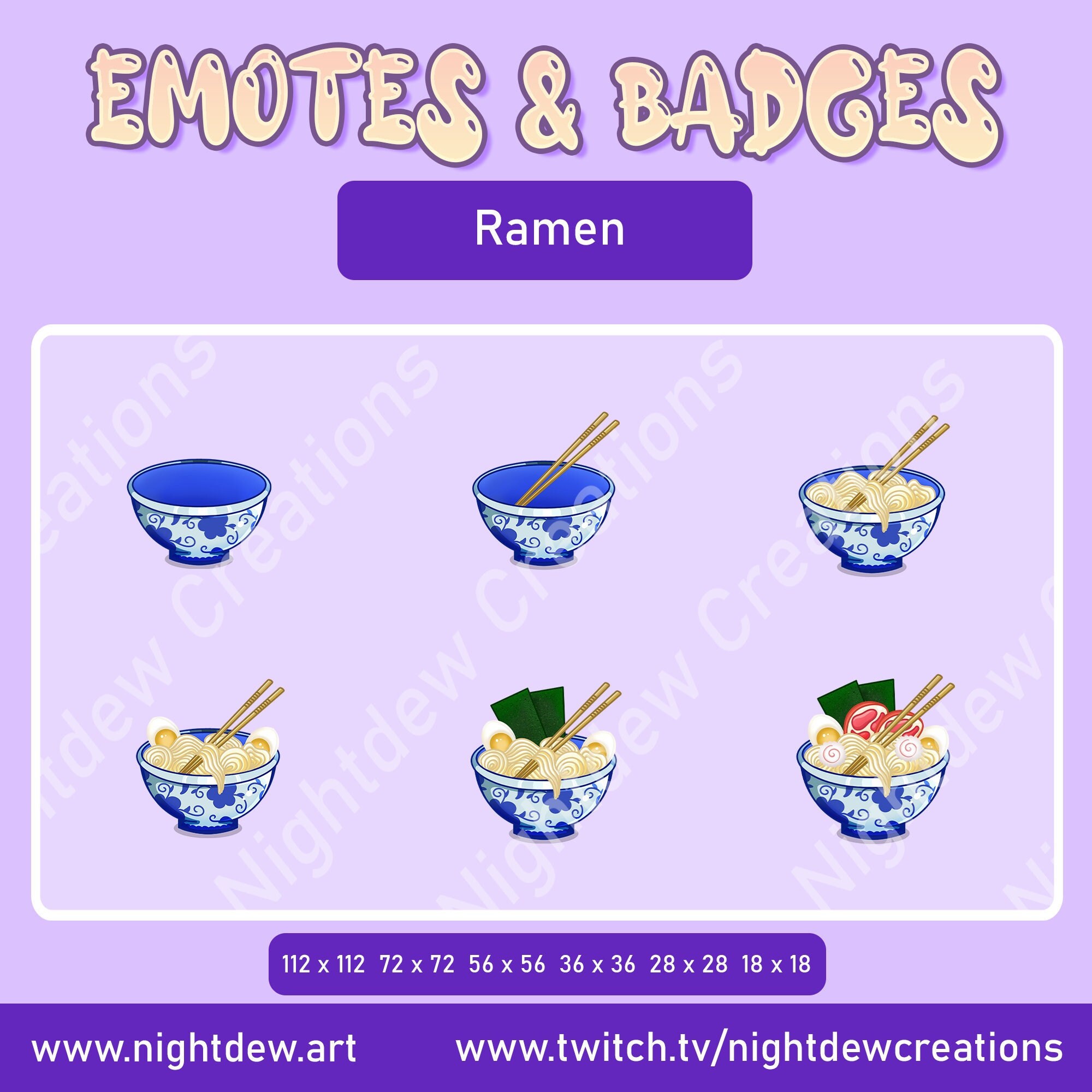 Ramen Twitch Badges/emotes | Streaming Subscriber Badges (6 Sizes) - Etsy