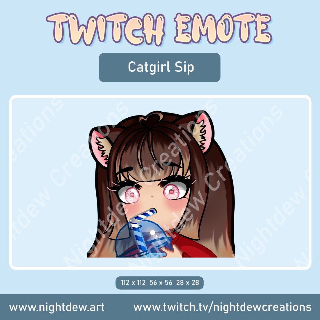 Catgirl Sip Emote | Twitch Emote | Youtube Emote | Discord Emote ...