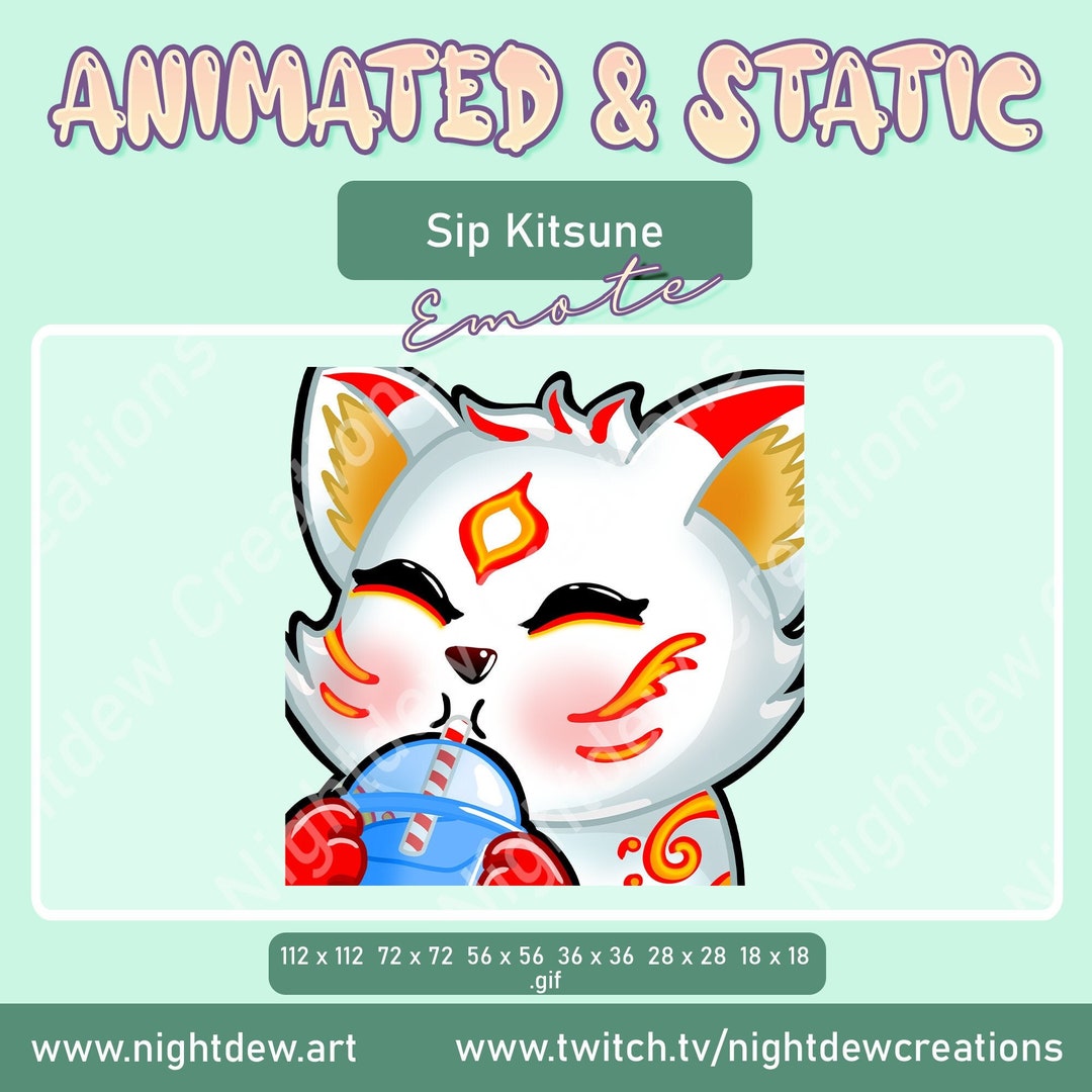 ANIMATED & STATIC Sip Kitsune Emote Twitch Emote Youtube Emote Discord ...