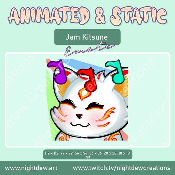 ANIMATED Jam Kitsune Emote Twitch Emote Youtube Emote | Etsy