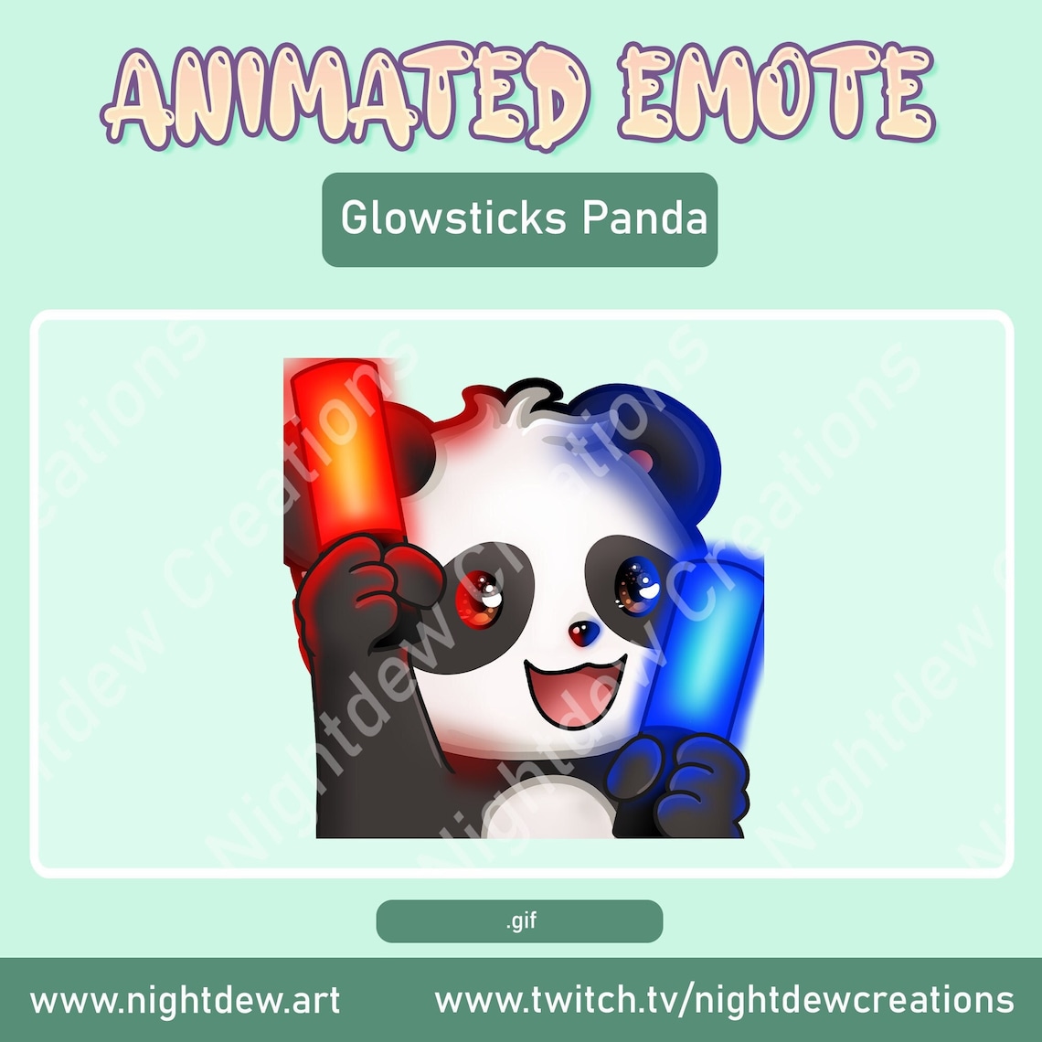 ANIMATED Glowsticks Panda Emote Twitch Emote Youtube Emote Discord ...