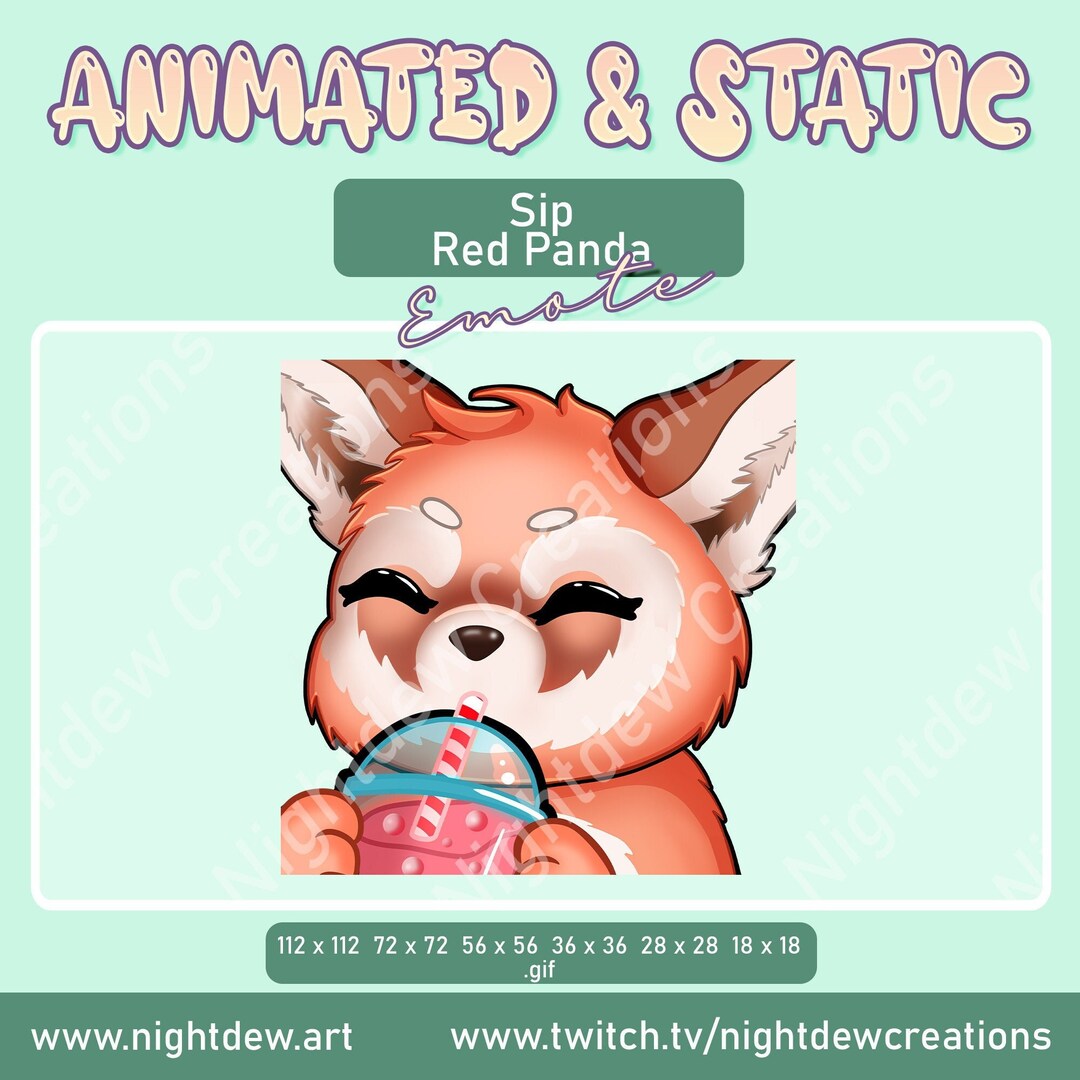 ANIMATED Sip Red Panda Emote | Twitch Emote | Youtube Emote | Discord ...