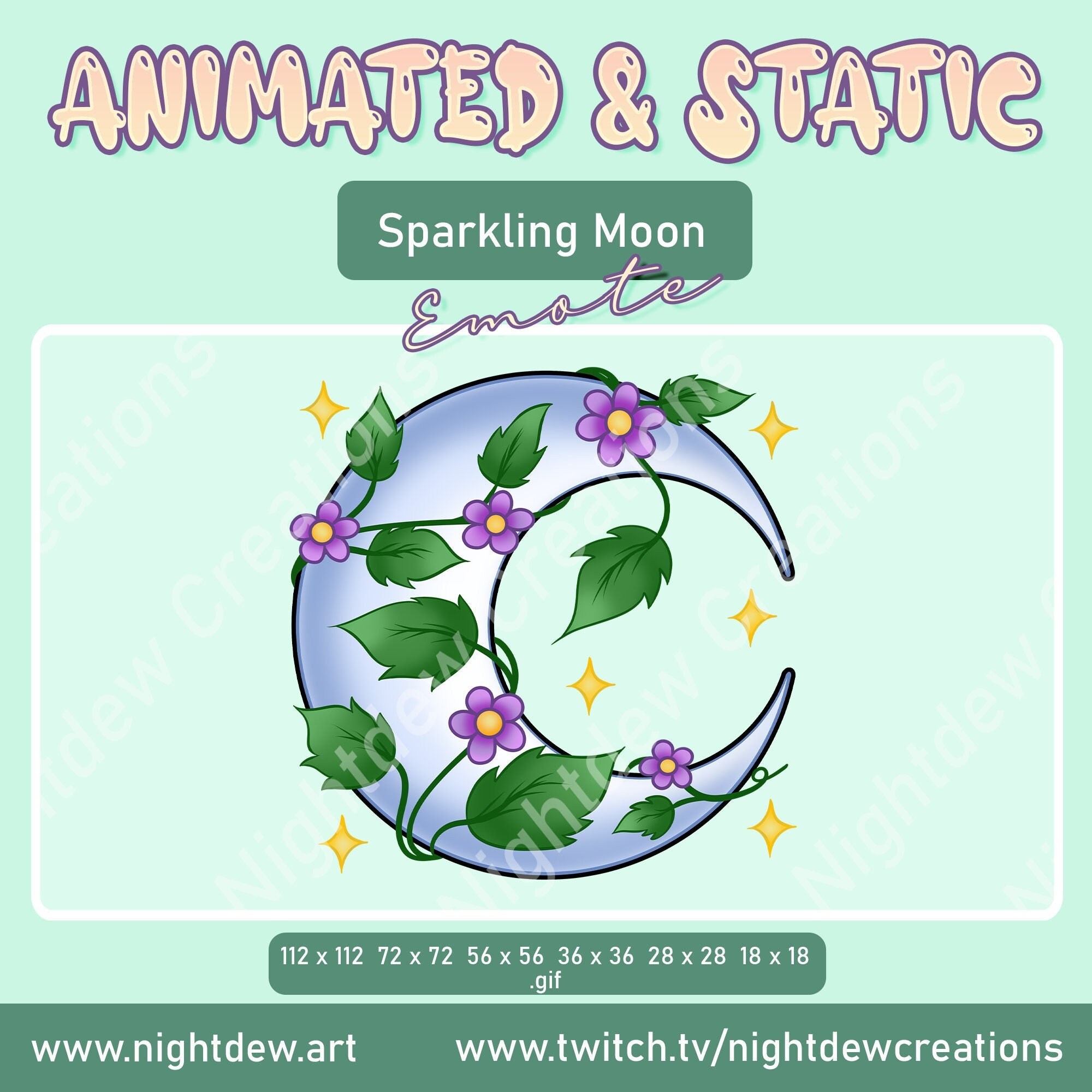 ANIMATED Sparkling Moon Emote Twitch Emote Youtube Emote - Etsy