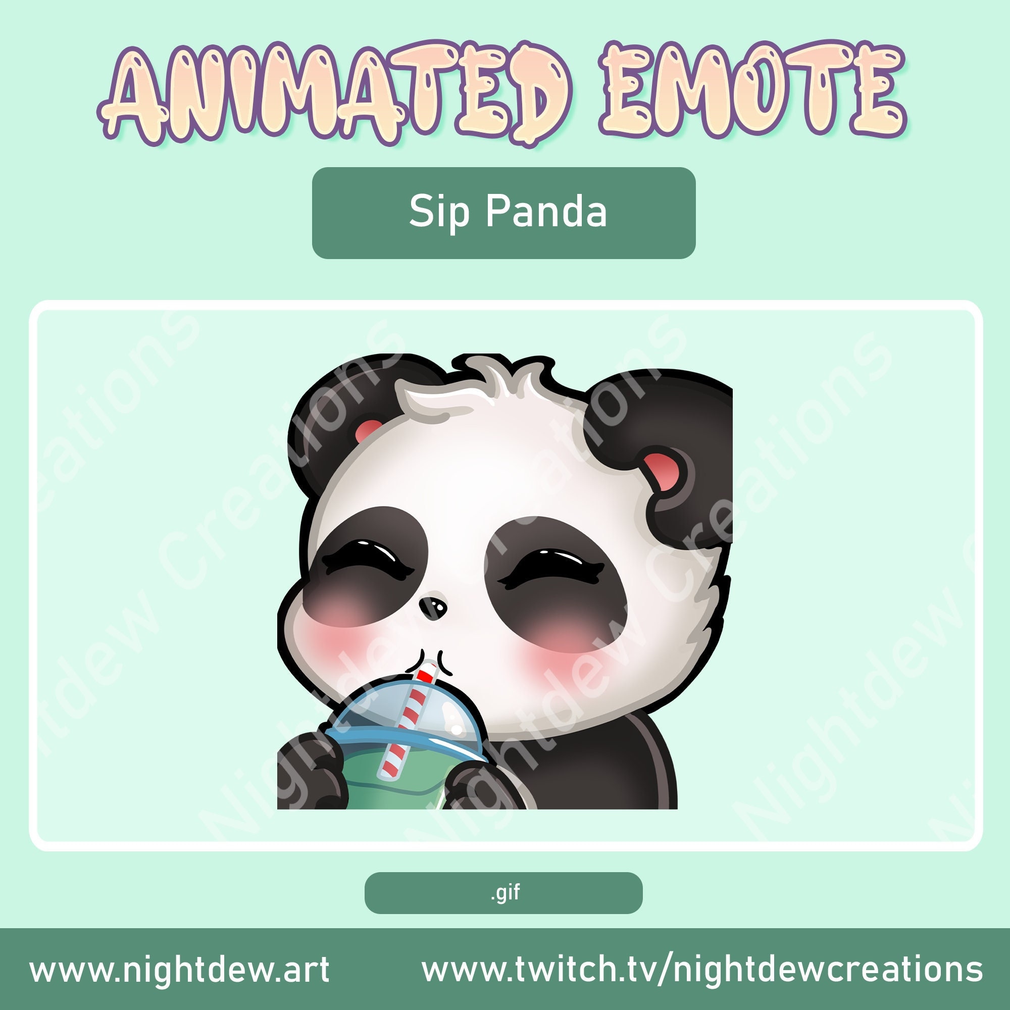 ANIMATED Sip Panda Emote Twitch Emote Youtube Emote Discord Emote ...
