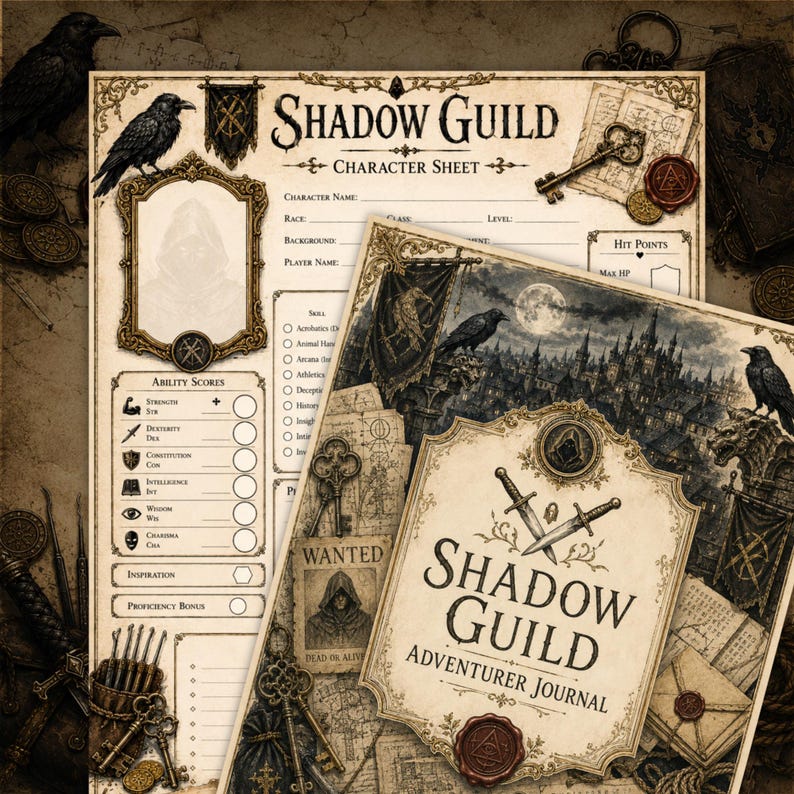 Rogue Dnd Character Journal PDF | Dark Fantasy RPG Character Sheet ...