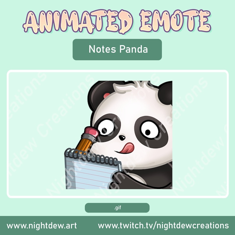 ANIMATED Note Taking Panda Emote | Twitch Emote | Youtube Emote ...