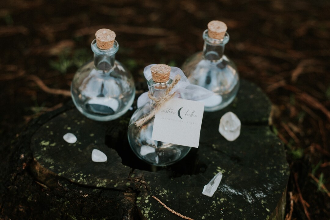 Moon Water Jar With Crystal Moon Water Jar With Cork Moon - Etsy