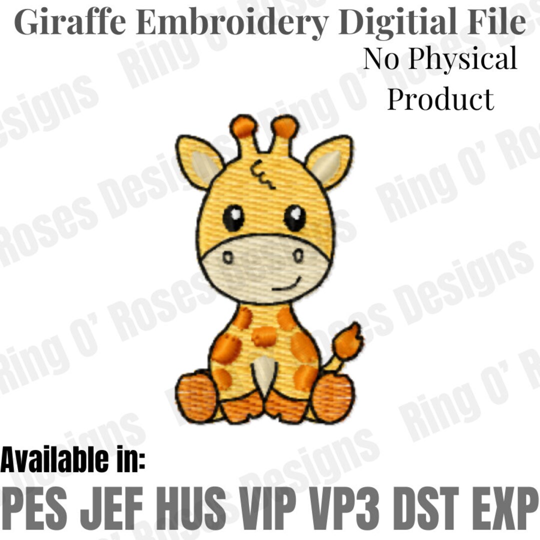 Cute Giraffe Embroidery Design- Download File - Etsy