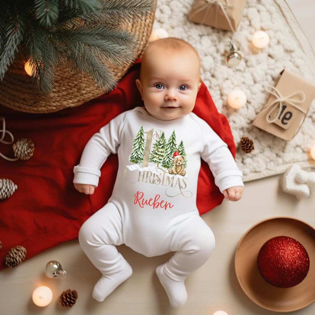Personalised 1st Christmas Sleepsuit for Boy or Girl - Etsy