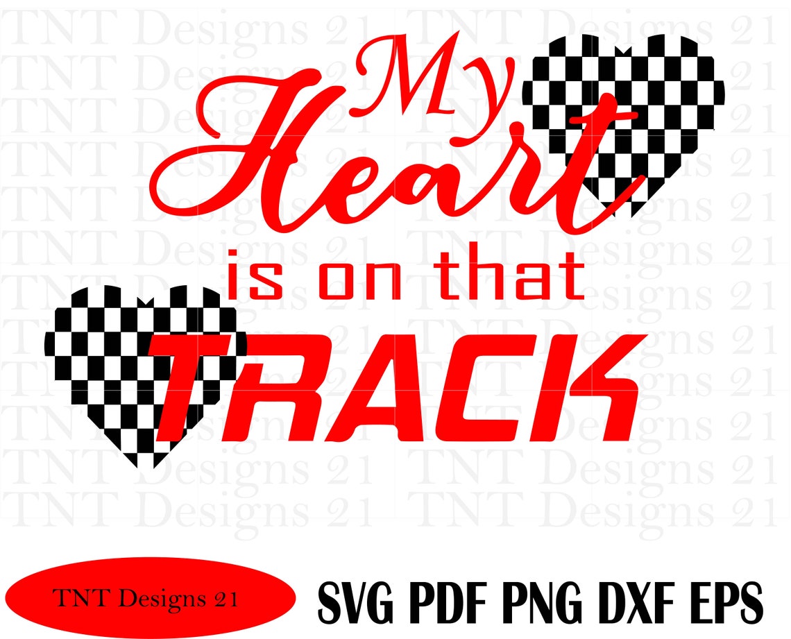 My Heart is on That Track With Checkered Flag Heart Racing - Etsy