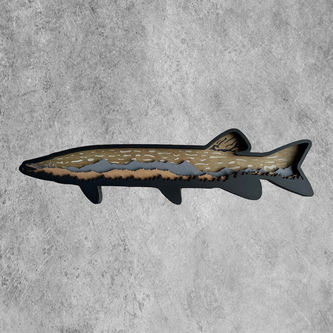 Northern Pike Wood Design. Outdoor Enthusiasts Home Decor. Fly Fishing ...