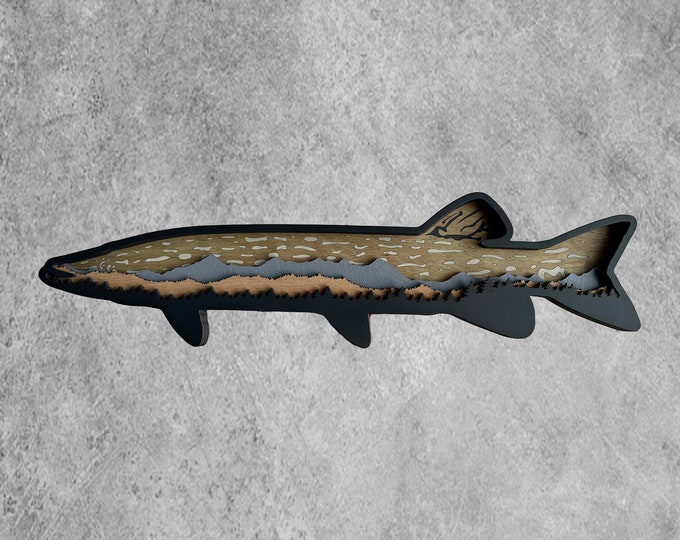 Northern Pike Wood Design. Outdoor Enthusiasts Home Decor. Fly Fishing ...