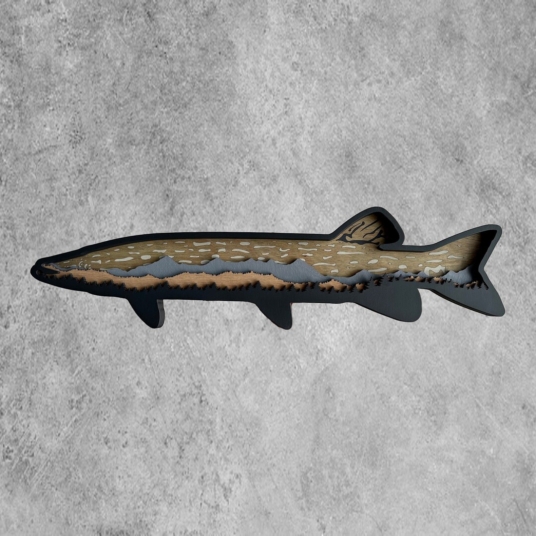 Northern Pike Wood Design. Outdoor Enthusiasts Home Decor. Fly - Etsy