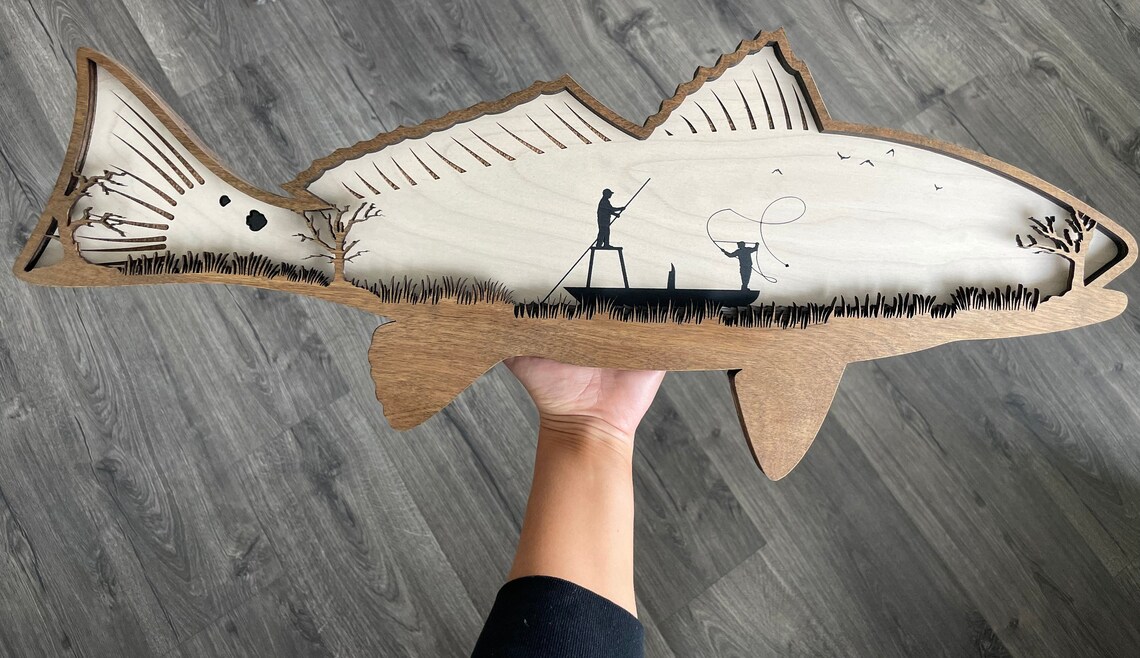 Wood Red Fish Wall Decor - Etsy