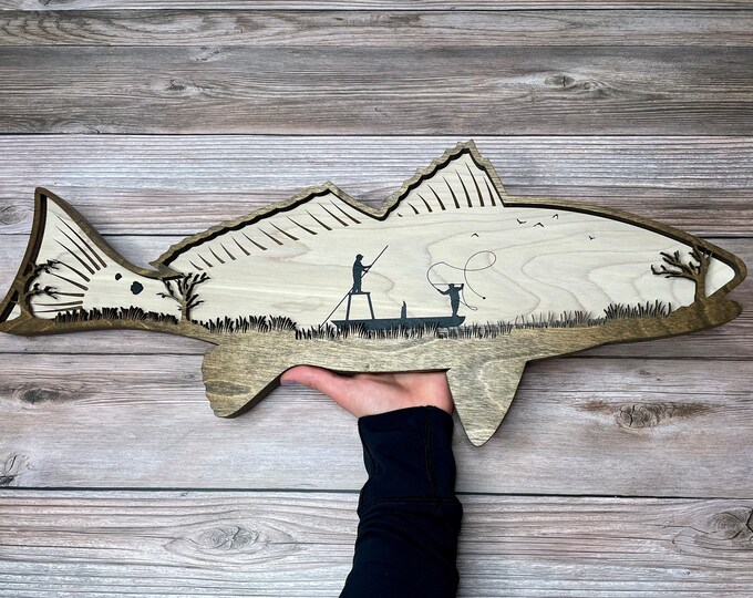 Wood Red Fish Wall Decor | Etsy