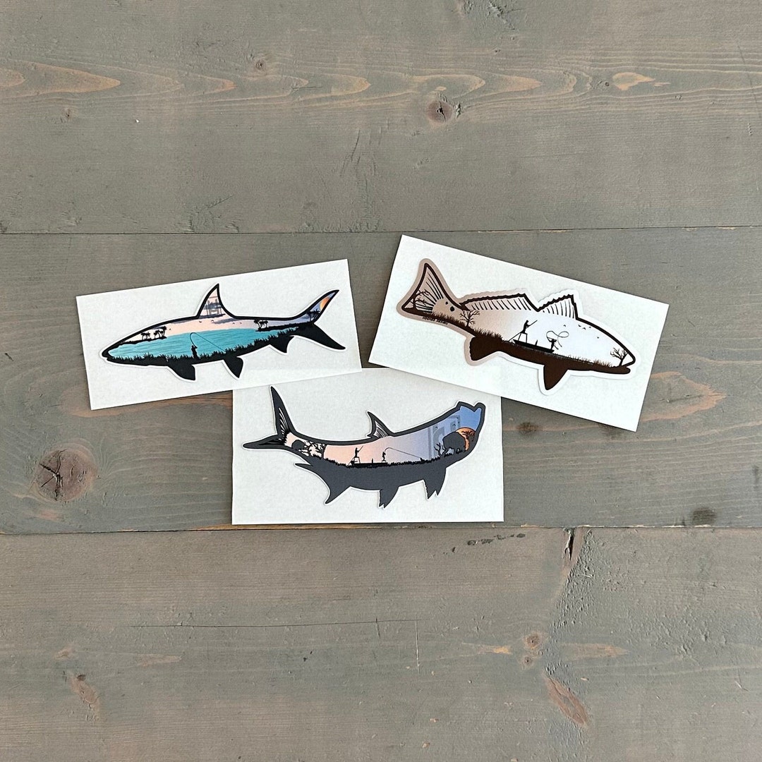 Salt Water Fish Vinyl Stickers, Redfish Sticker , Tarpon Sticker, Bone ...