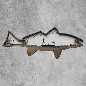 Redfish Wood Wall Decor, Fisherman Gift, Fly Fishing Man Cave Art - Etsy
