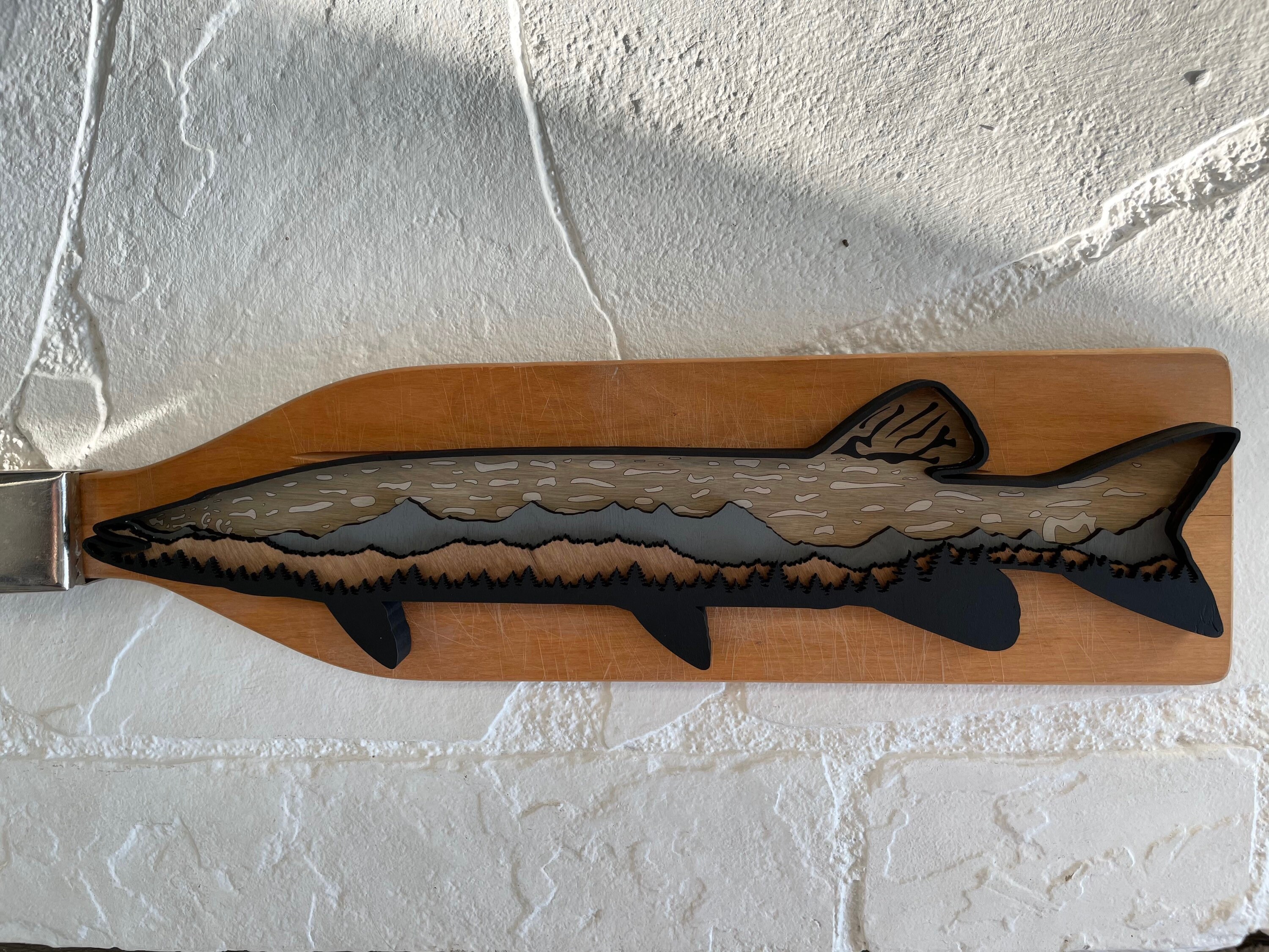 Northern Pike wood design. Outdoor enthusiasts home decor. Fly | Etsy